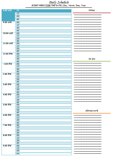 5 Free Daily Schedule Templates In MS Word MS Excel And PDF
