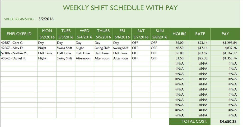 9 Free Labor Schedule Templates in MS Word and MS Excel