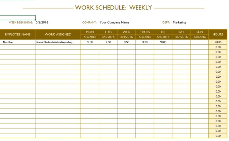 6 Free Labor Schedule Templates In MS Word And MS Excel