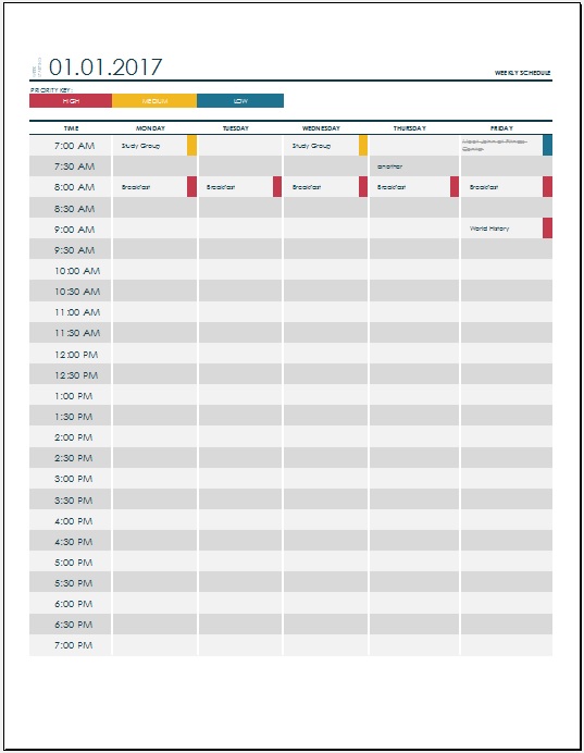 6 Free Study Schedule Templates in MS Excel and MS Word Format