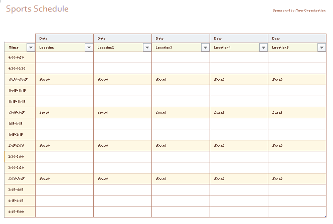 9 Free Sports Schedule Templates In MS Word And MS Excel
