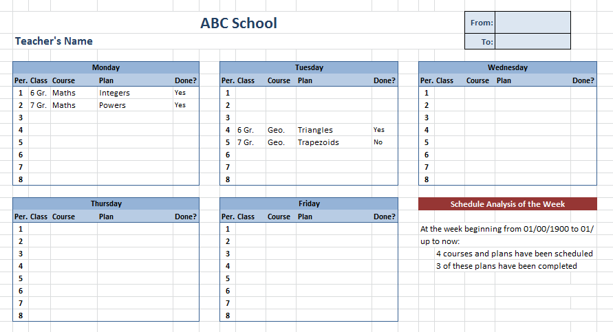 10 Free Teacher Schedule Templates MS Word Excel PDF 