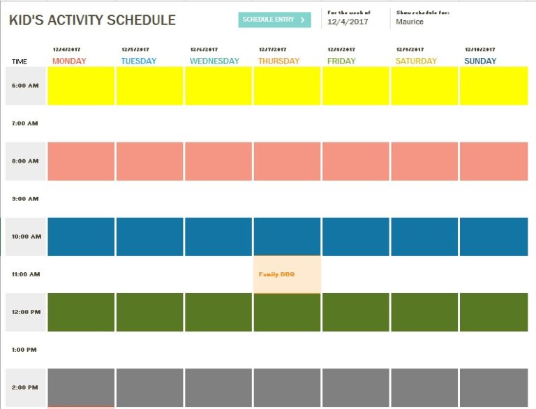 5 Free Kids Activity Schedule Templates in MS Word and MS Excel