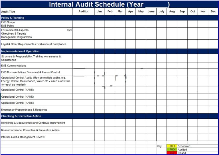 6 Free Audit Schedule Templates In MS Word And MS Excel