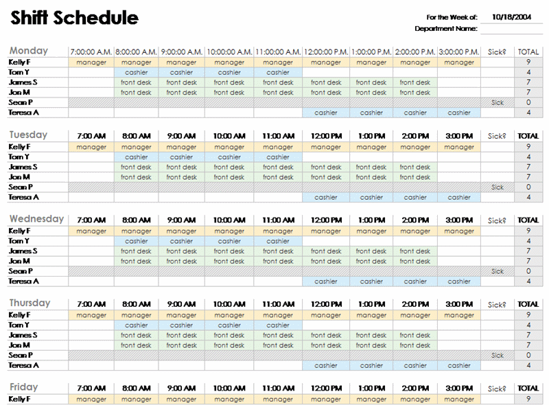 6 Free Office Schedule Templates In MS Word And MS Excel