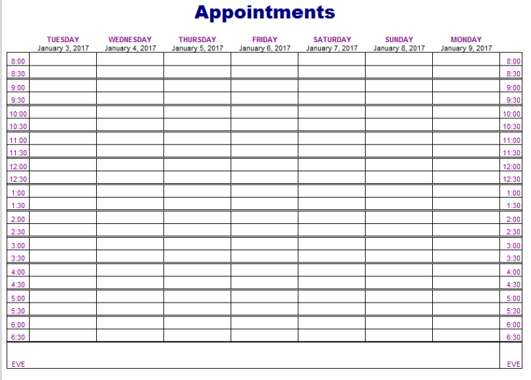 5 Free Appointment Schedule Templates in MS Word and MS Excel