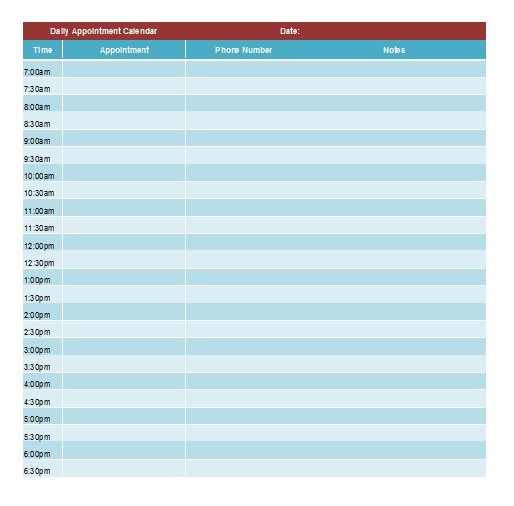5 Free Appointment Schedule Templates In MS Word And MS Excel