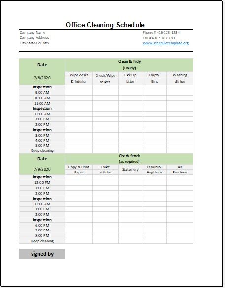 15 Free Office Schedule Templates in MS Word and MS Excel