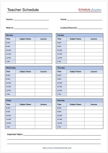 12+ Free Teacher Schedule Templates (MS Word, Excel & PDF)