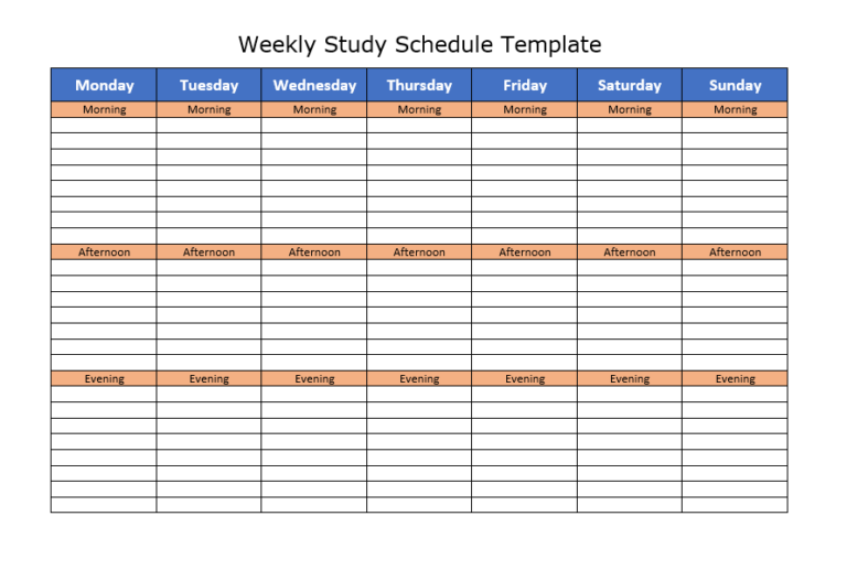 6 Free Study Schedule Templates in MS Excel and MS Word Format