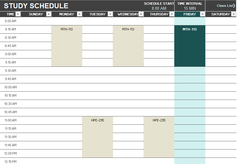 Study Schedule Template Schedule Templates Free Word Templates 